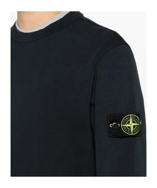 Stone Island Crewneck Sweatshirt With Logo Patch - Navy