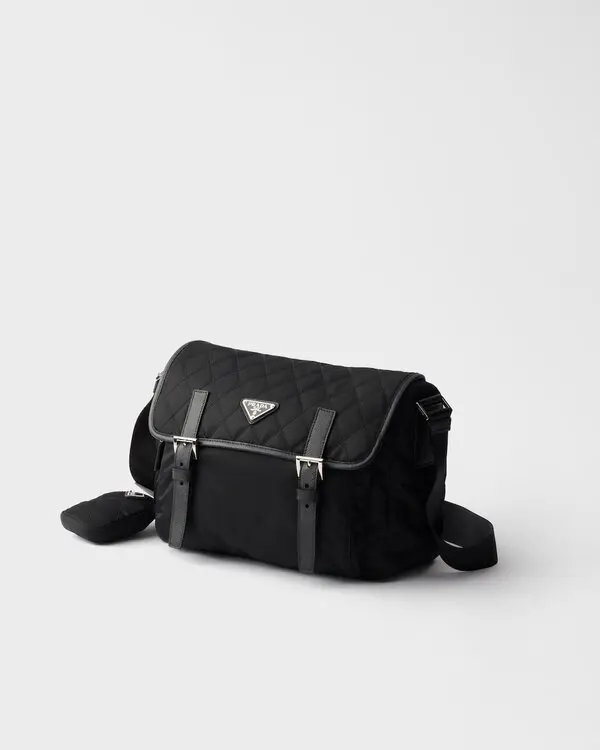Prada Quilted Re-nylon Shoulder Bag With Saffiano Trim