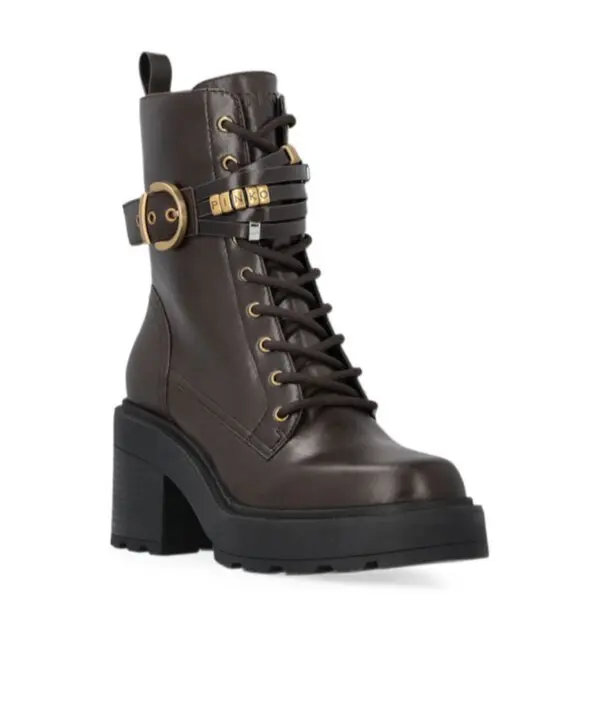 Pinko Buckled Lace-up Ankle Boots - Black