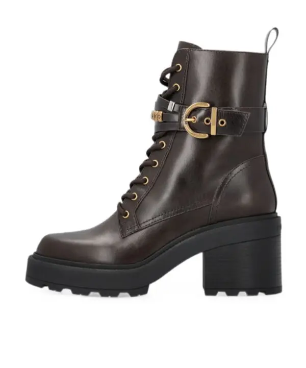 Pinko Buckled Lace-up Ankle Boots - Black