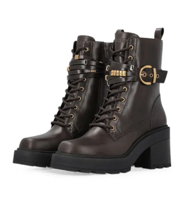 Pinko Buckled Lace-up Ankle Boots - Black