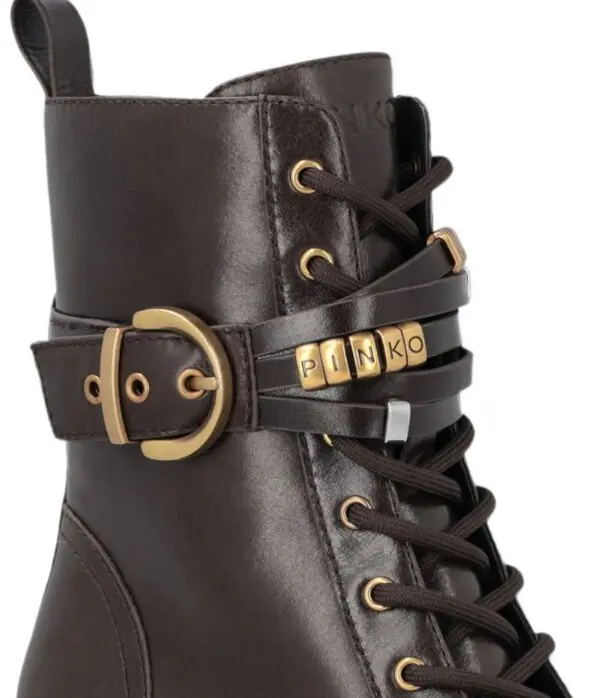 Pinko Buckled Lace-up Ankle Boots - Black