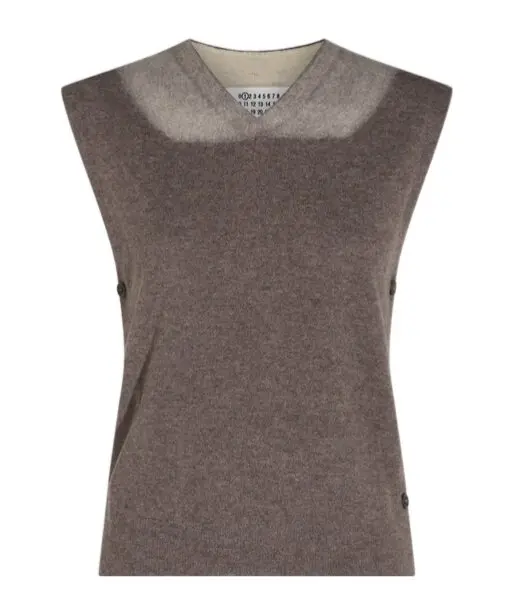 MAISON MARGIELA V-neck Sleeveless Jumper - Brown