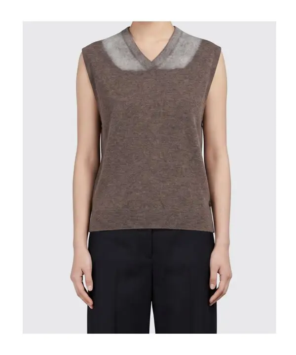 MAISON MARGIELA V-neck Sleeveless Jumper - Brown