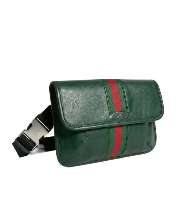 Gucci Web Trademark Small Belt Bag - Dark Green