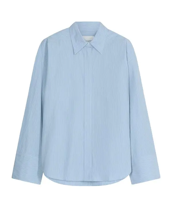 Closed Long-sleeve Striped Cotton Shirt
