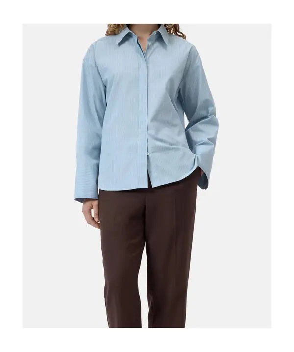 Closed Long-sleeve Striped Cotton Shirt
