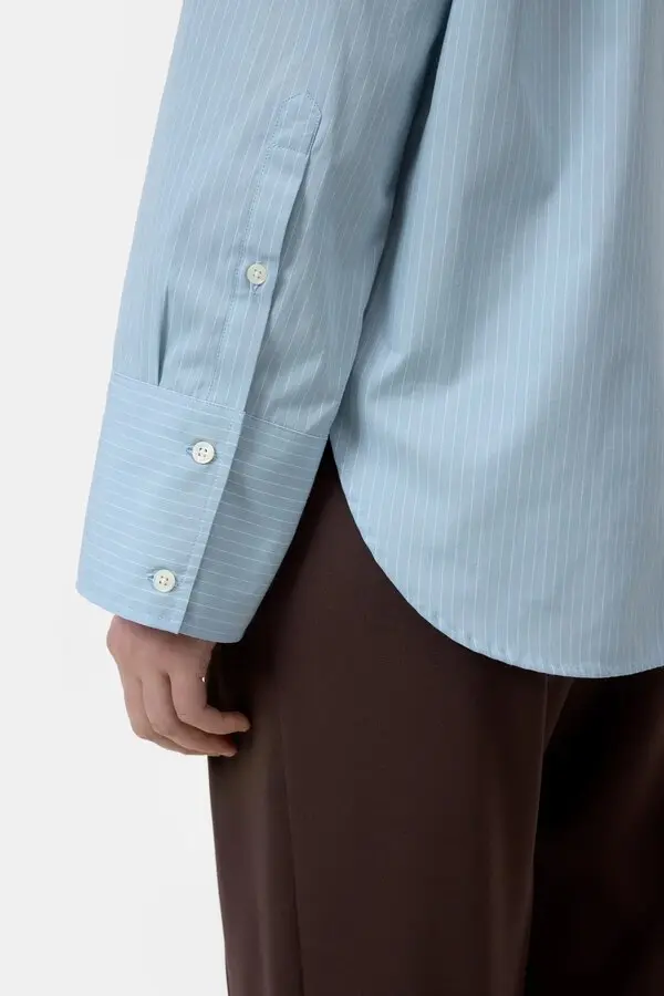 Closed Long-sleeve Striped Cotton Shirt