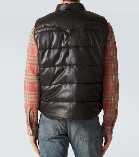 Ralph Lauren Reversible Leather And Cotton Puffer Vest