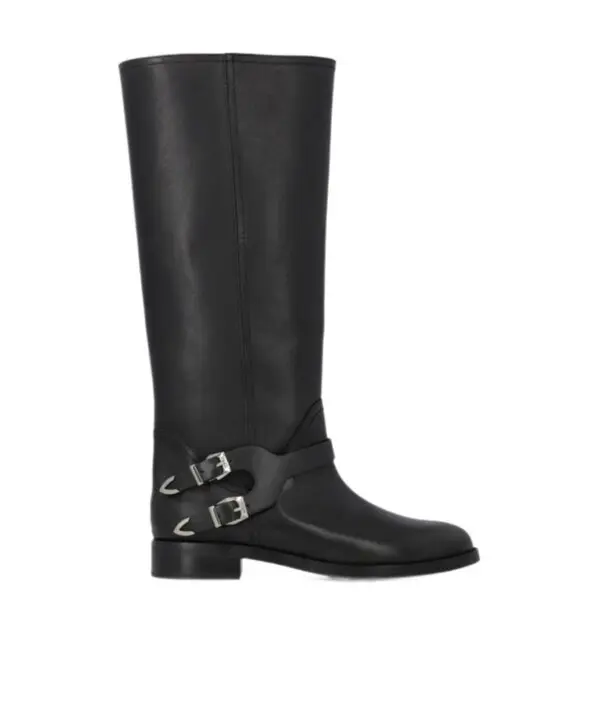 Pinko Buckle-detail Leather Boots - Black