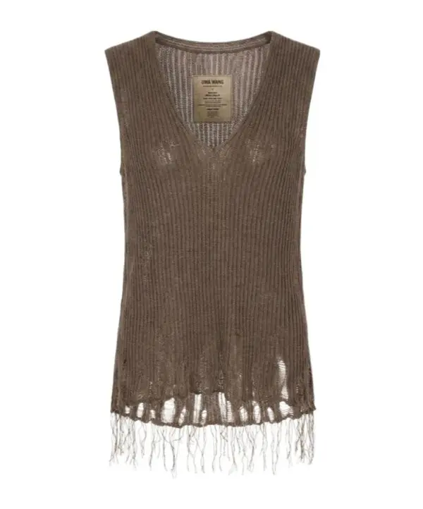UMA WANG V-neck Sleeveless Knitted Vest - Dark Gray