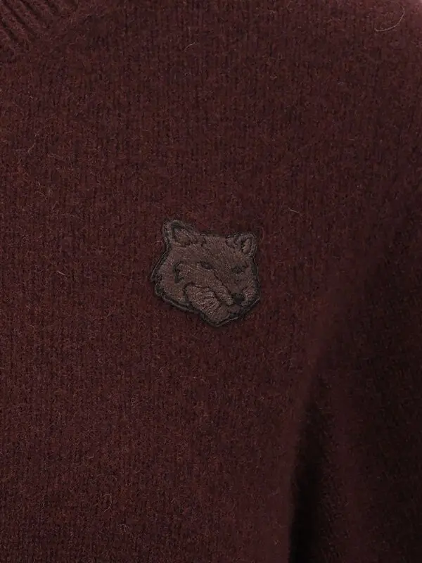 Maison Kitsuné Fox Head Embroidered Knit Sweater - Dark Wood