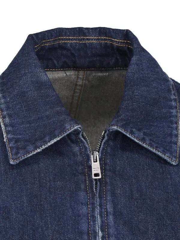 Prada Zip-up Denim Jacket With Patch Pockets