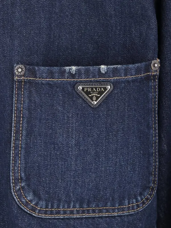 Prada Zip-up Denim Jacket With Patch Pockets