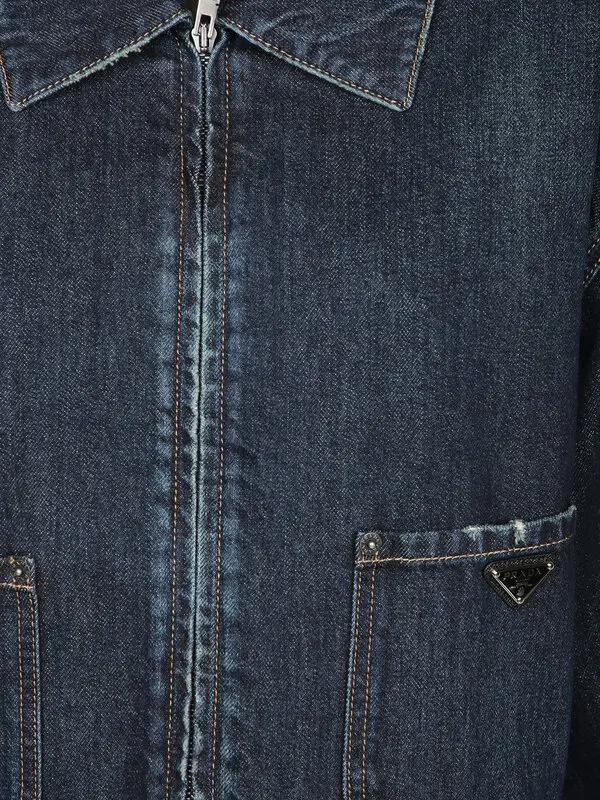 Prada Zip-up Denim Jacket With Patch Pockets