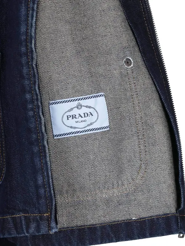 Prada Zip-up Denim Jacket With Patch Pockets