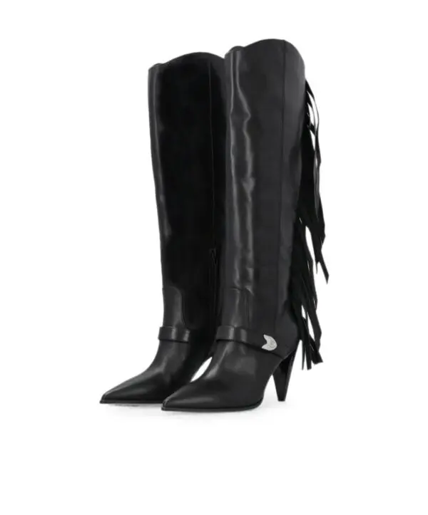 Pinko Fringe-detail Leather Boots