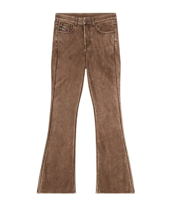 DIESEL® Bootcut Pants In Treated Coated Fabric - Brown