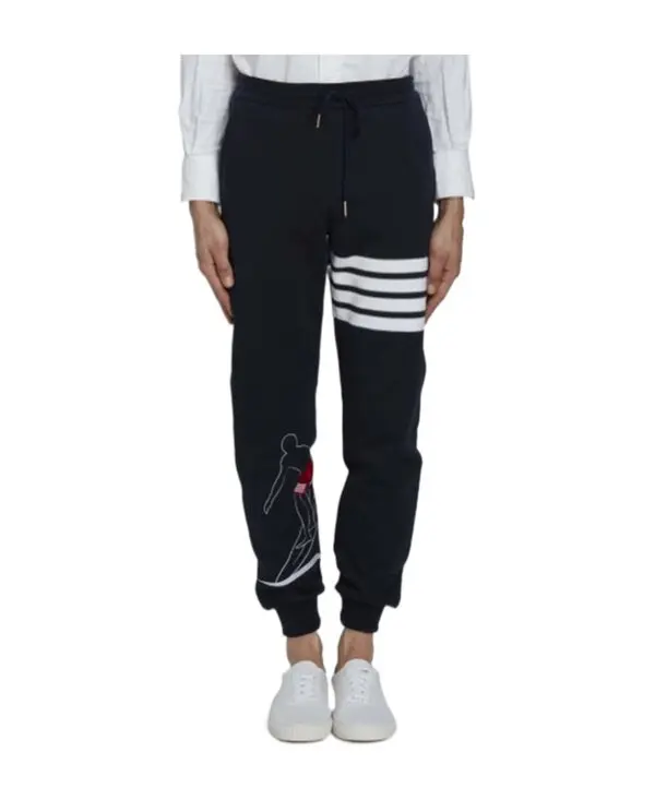 Thom Browne Logo Casual Sweatpants - Navy Blue
