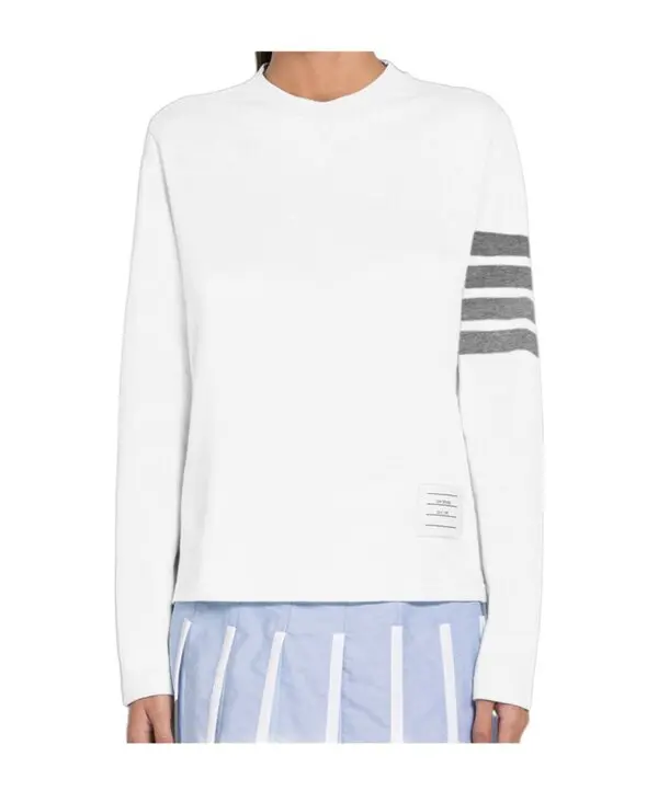 Thom Browne Long-sleeved Crewneck T-shirt - White