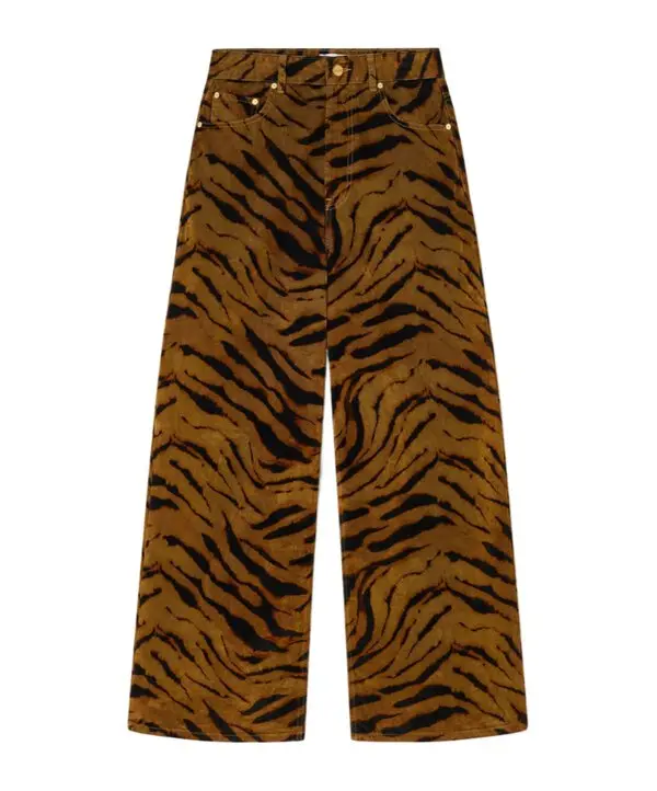 GANNI Zebra Printed Baggy Jeans - Brown