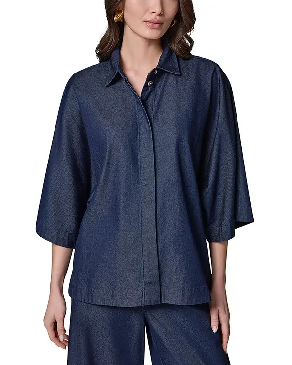 DONNA KARAN WEEKEND Denim Dolman Sleeve Shirt