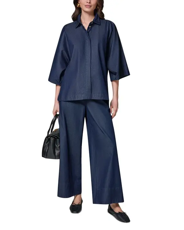 DONNA KARAN WEEKEND Denim Dolman Sleeve Shirt