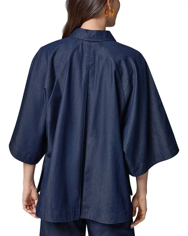 DONNA KARAN WEEKEND Denim Dolman Sleeve Shirt