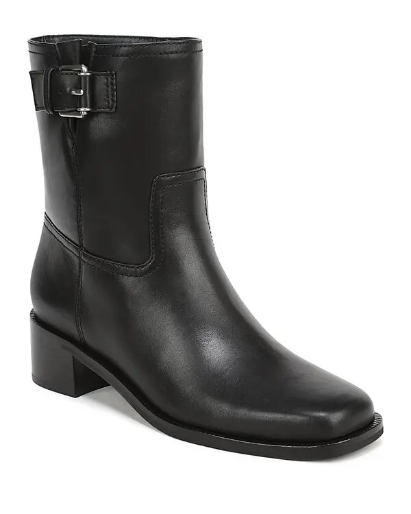 Vince London Suede Ankle Boots With Buckle Detail - Black