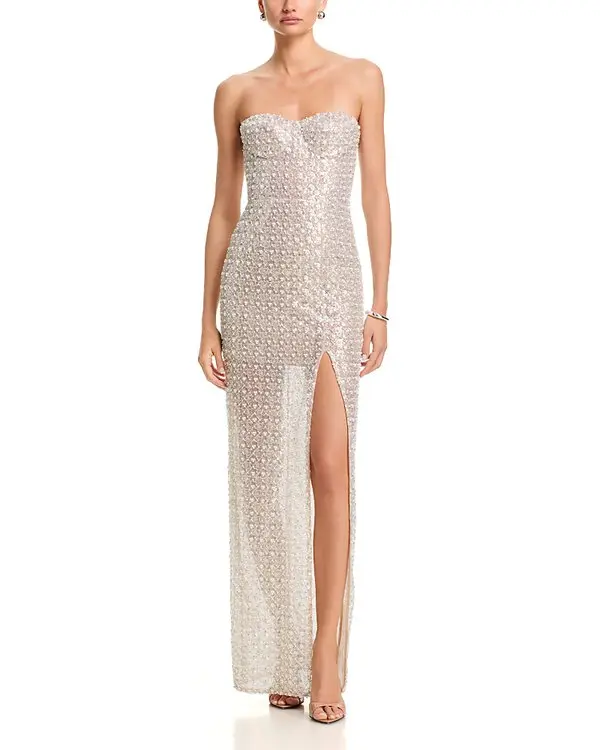 BRONX AND BRONCO Allegra Pearl Veronica Maxi Dress - Silver