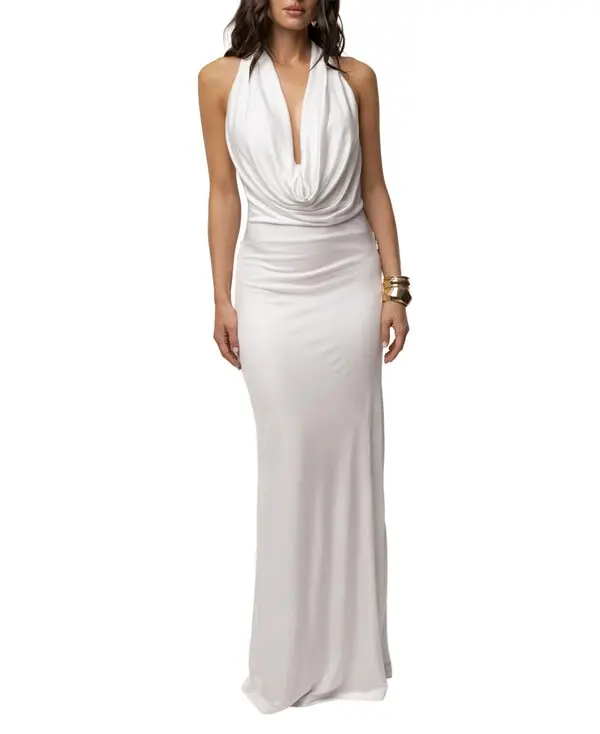 JLUXLABEL Lunara Cowl Maxi Dress - Cream