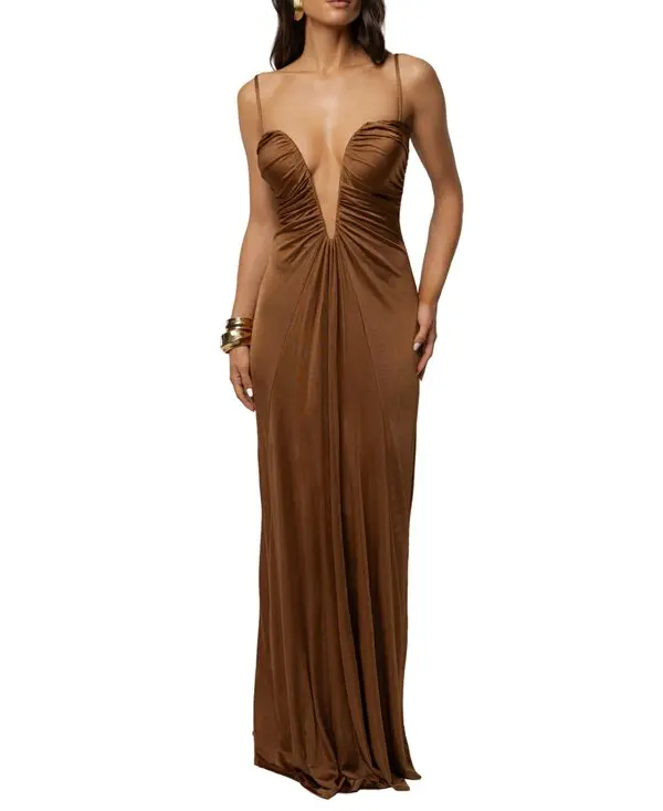 JLUXLABEL Auric Deep Plunge Maxi Dress