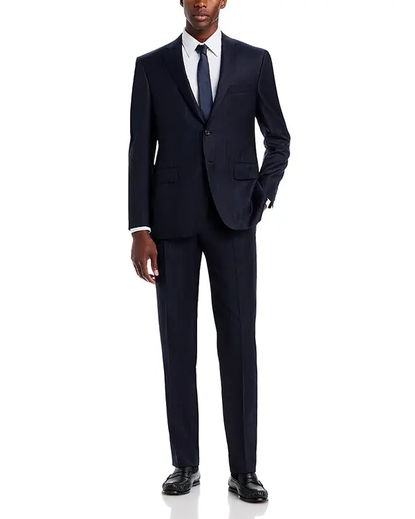 Canali Sienna Banker Stripe Regular Fit Suit - Navy