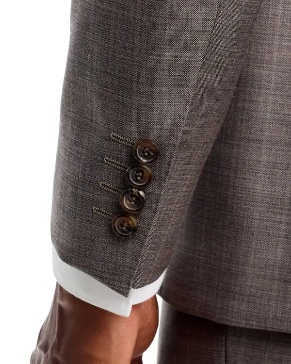 Canali Sienna Greige Regular Fit Denim Effect Tonal Stripe Suit