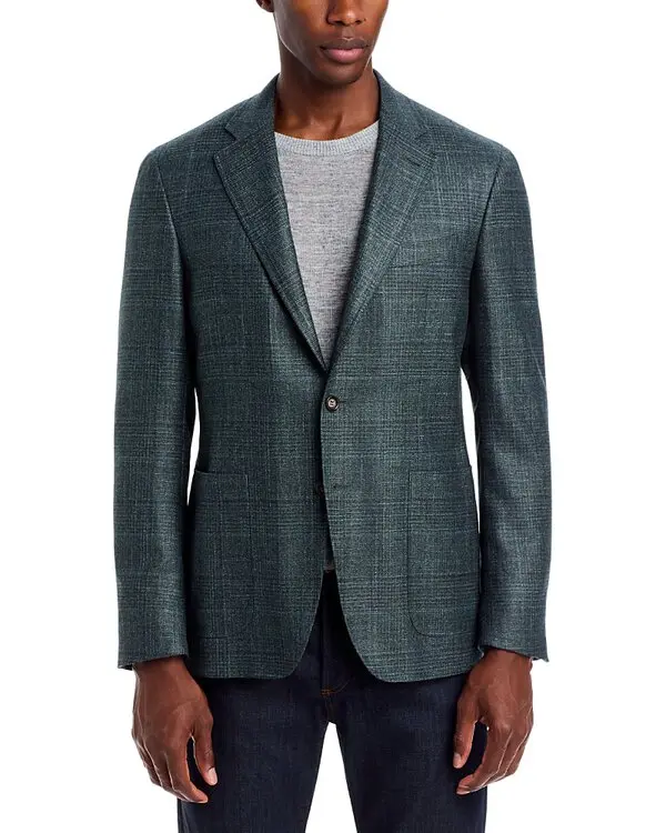 Canali Kei Trim Fit Tonal Plaid Sport Coat - Green