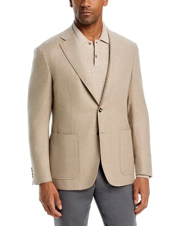 Canali Kei Solid Twill Trim Fit Sport Coat - Beige