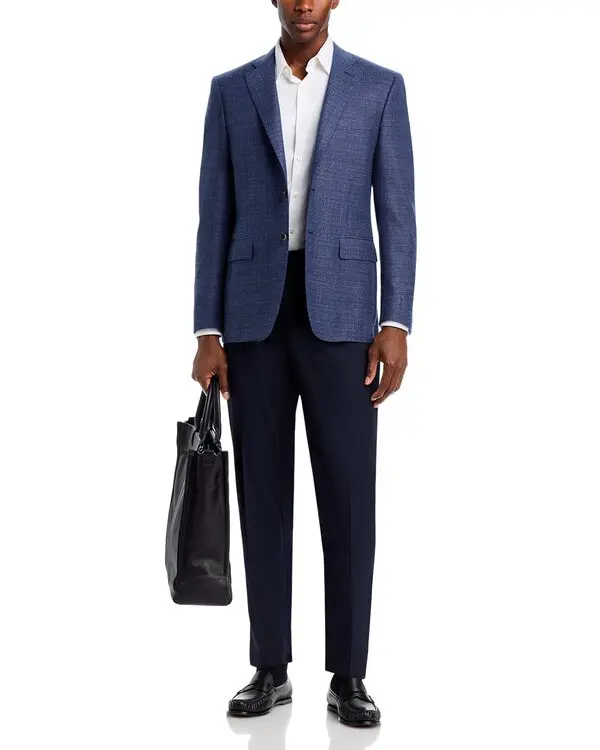 Canali Sienna Melange Regular Fit Textured Solid Sport Coat - Blue
