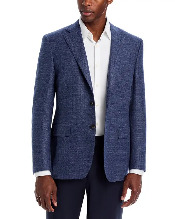 Canali Sienna Melange Regular Fit Textured Solid Sport Coat - Blue