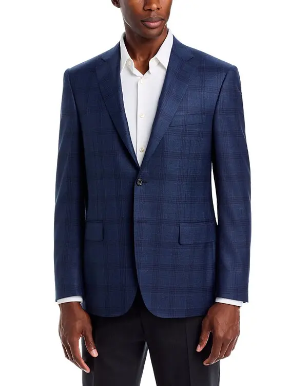 Canali Sienna Tonal Plaid Regular Fit Sport Coat - Dark Blue