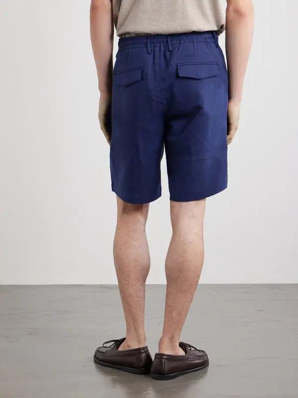 Eleventy Wide-leg Lyocell And Linen-blend Twill Shorts