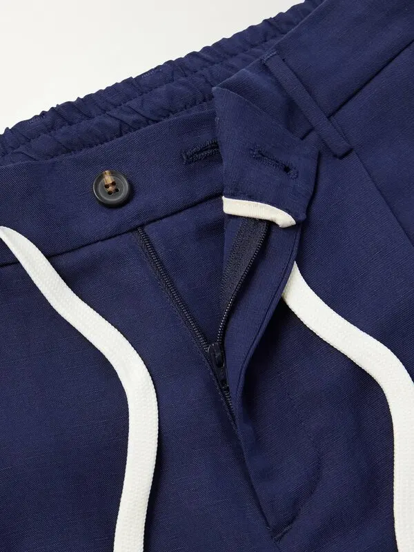 Eleventy Wide-leg Lyocell And Linen-blend Twill Shorts