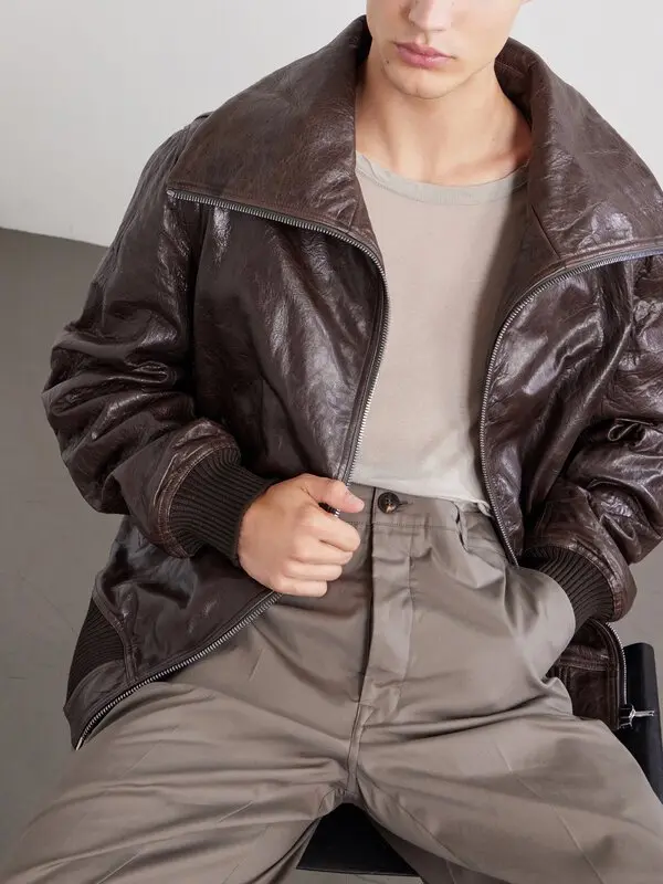 Rick Owens Dracuflight Leather Jacket - Brown