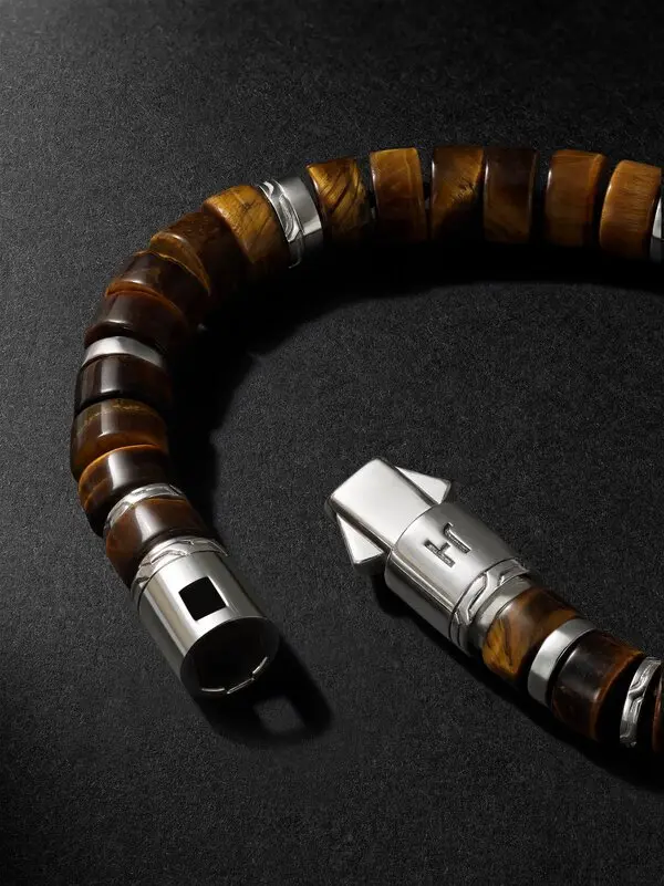 John Hardy Sterling Silver And Tiger Eye Beaded Bracelet