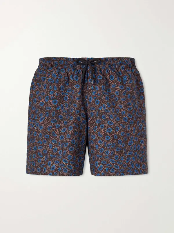 Dries Van Noten Phibbs Straight-leg Mid-length Printed Swim Shorts - Brown