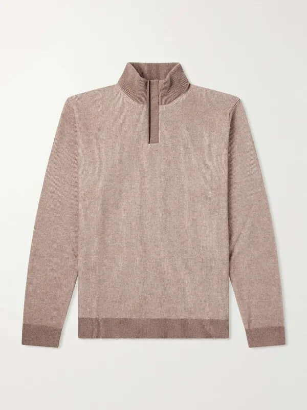 SLOWEAR Virgin Wool Half-zip Sweater - Beige