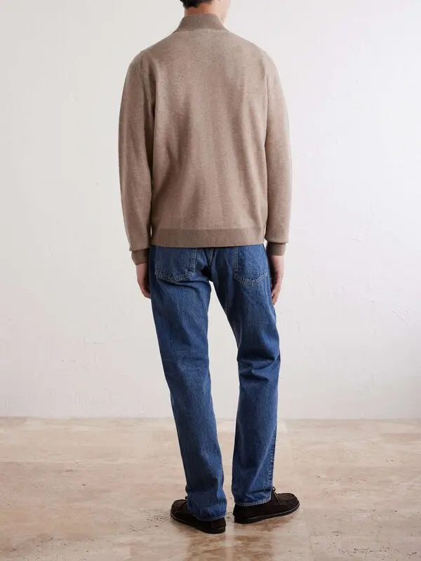SLOWEAR Virgin Wool Half-zip Sweater - Beige