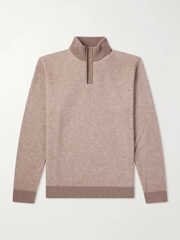 SLOWEAR Virgin Wool Half-zip Sweater - Neutrals