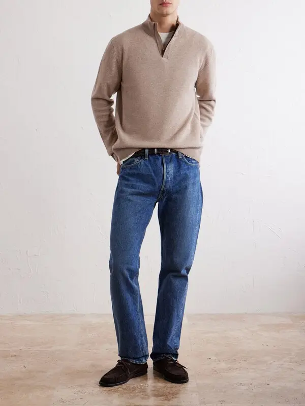 SLOWEAR Virgin Wool Half-zip Sweater - Neutrals