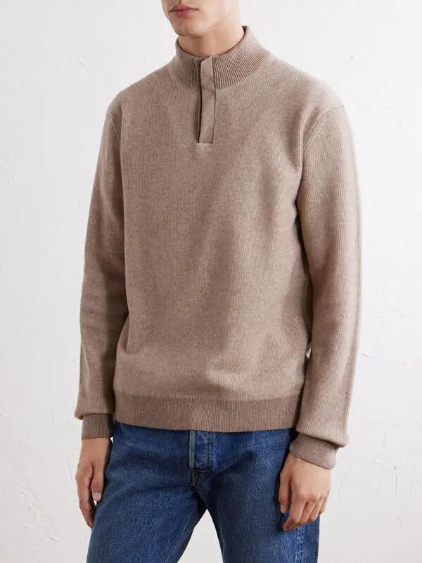 SLOWEAR Virgin Wool Half-zip Sweater - Neutrals