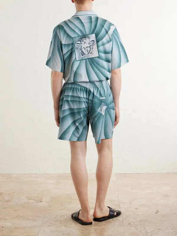 Versace Wide-leg Printed Cotton-poplin Shorts